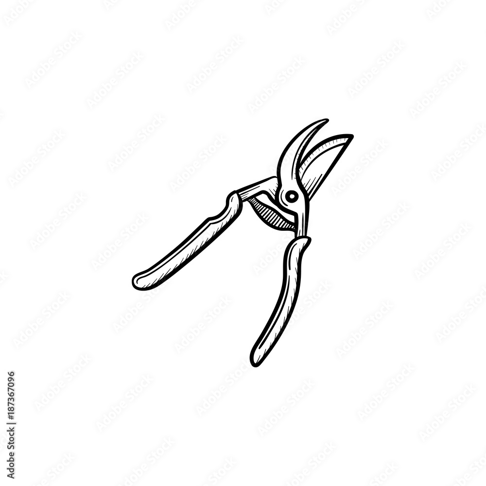 Vector hand drawn Garden pruner outline doodle icon. Garden pruner ...