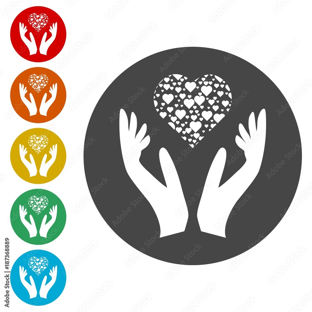 Heart in hands sign icon, Donation icon Stock Vector | Adobe Stock