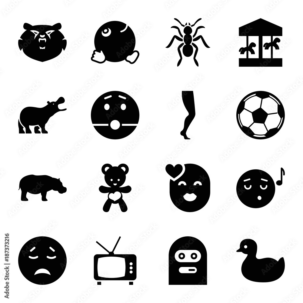 Cartoon icons. set of 16 editable filled cartoon icons Stock Vector ...