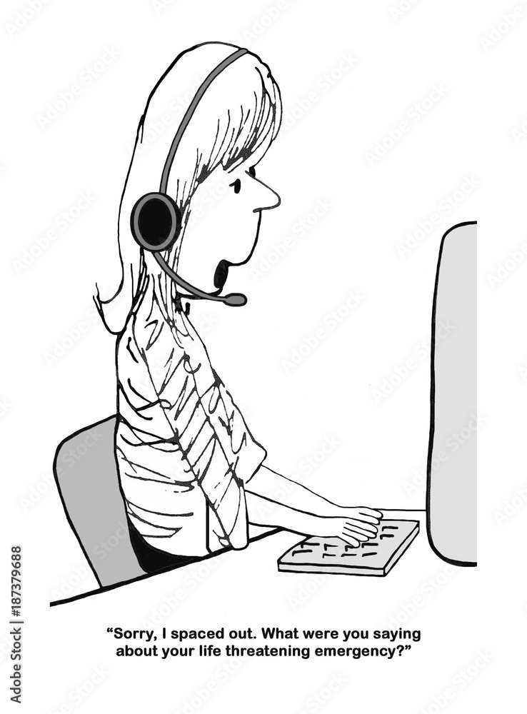 Cartoon about a careless, uncaring customer service rep. Stock ...