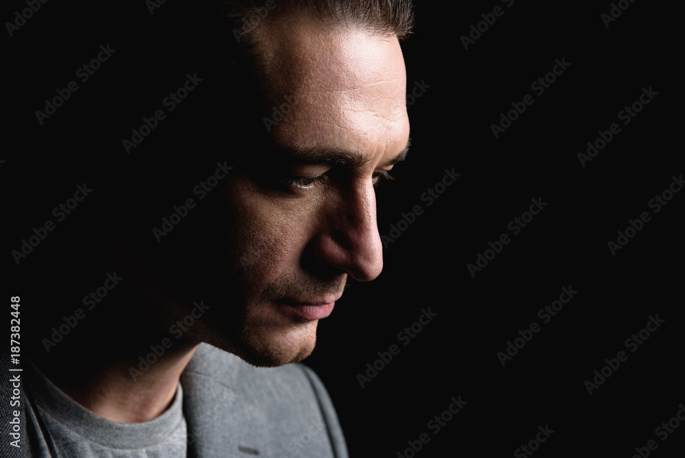 Man Looking Down Profile