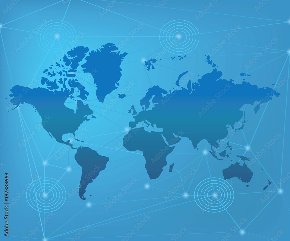 World map with connections. vector illustration Stock Vector | Adobe Stock