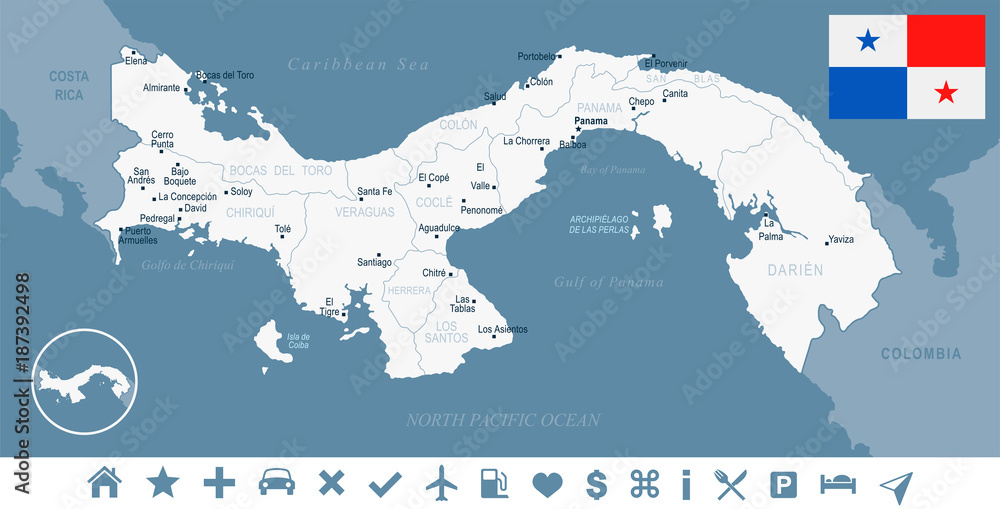 Panama - map and flag Detailed Vector Illustration Stock Vector | Adobe ...