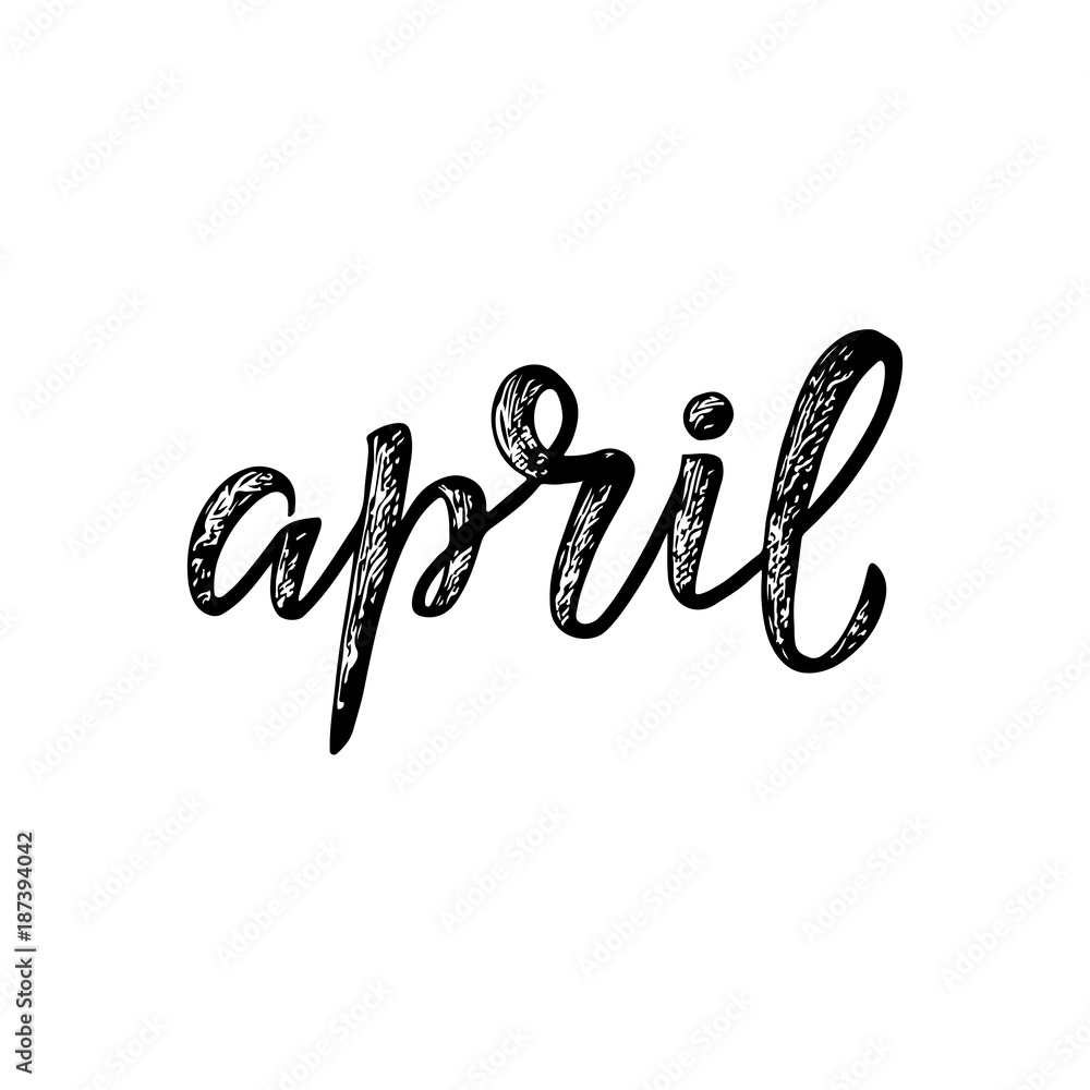 Handwritten name of month. Calligraphy word for calendars and ...