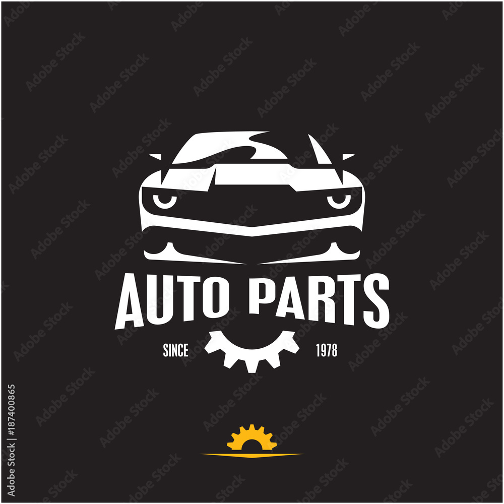 car parts icon, auto parts label, sports car silhouette logo design ...