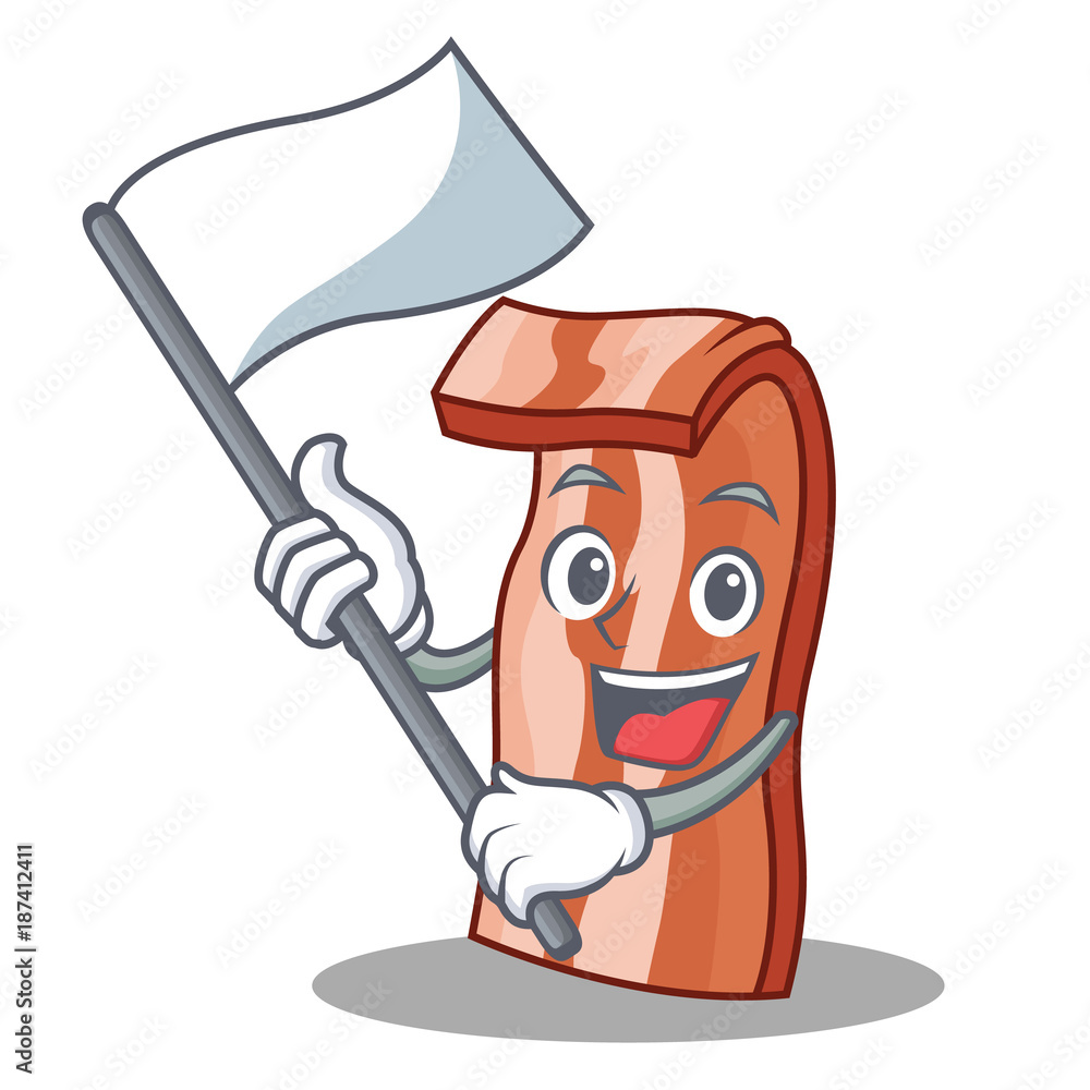 Stockvector With flag bacon mascot cartoon style | Adobe Stock