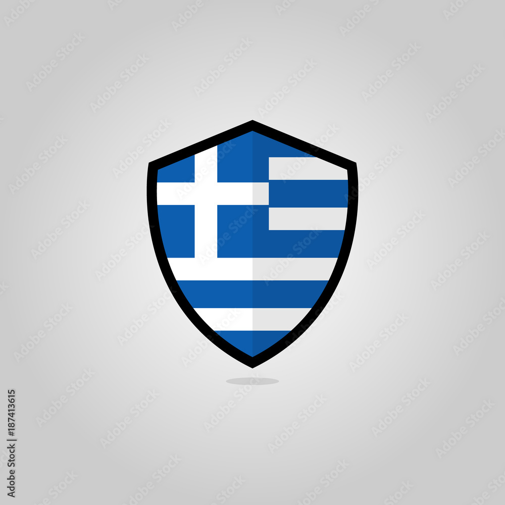 Greek Flag Flat Vector Shield Badge Stock Vector | Adobe Stock