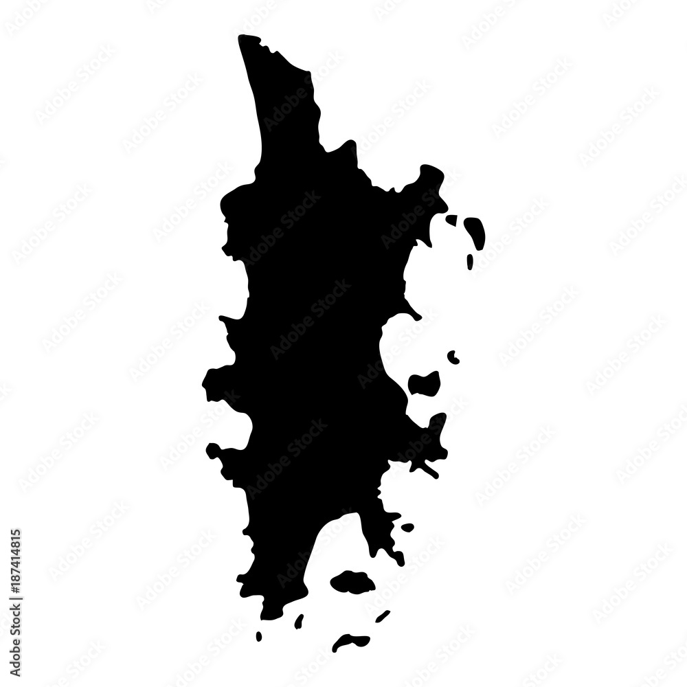 Phuket map. Island silhouette icon. Isolated Phuket black map outline ...