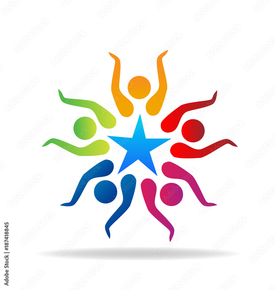 Teamwork unity friendship business people logo. Education symbol vector ...