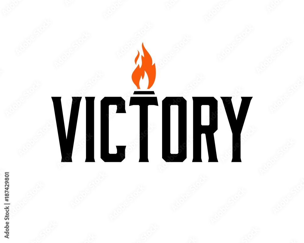 Letter Victory with Olympic Torch Fire Symbol Logo Vector Stock Vector ...