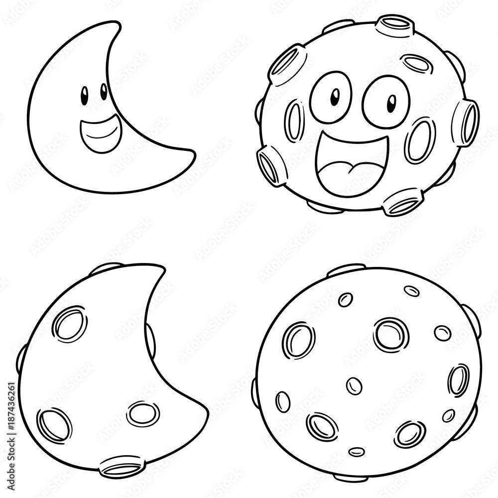 vector set of moon Stock Vector | Adobe Stock