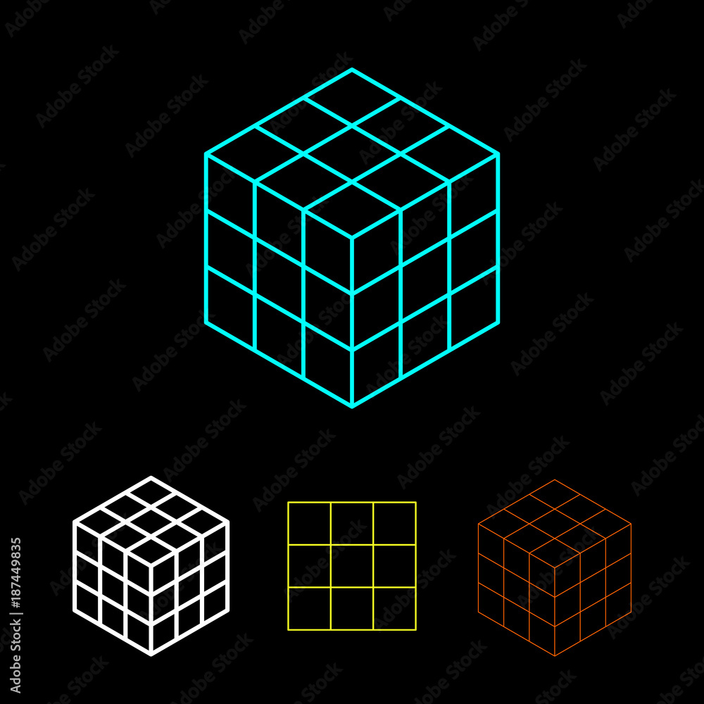Cube Wireframe Vector Outline Illustration Stock Vector Adobe Stock