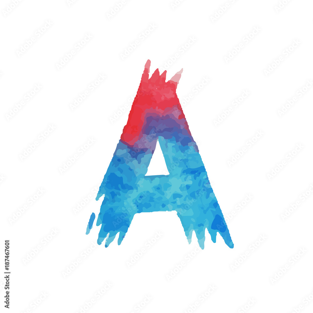 Colorful watercolor aquarelle font type handwritten hand draw abc ...