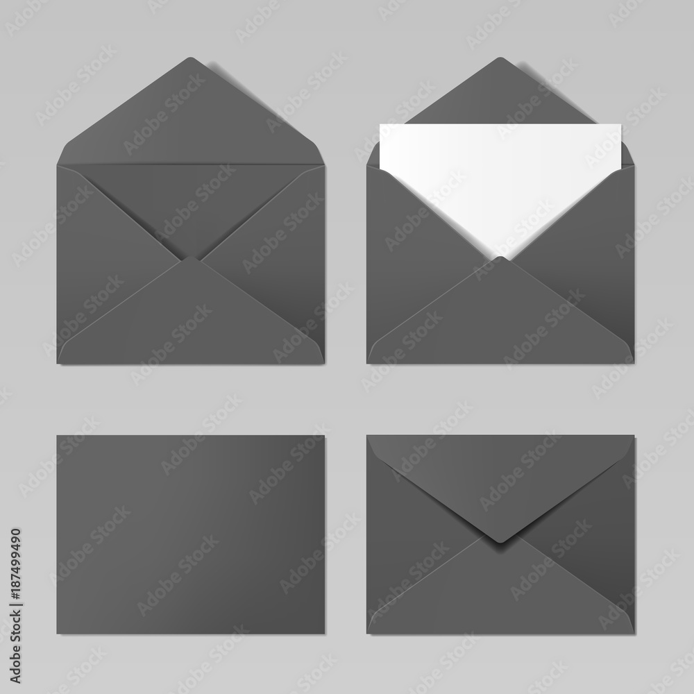 Gray color realistic envelope mockup Stock Vector | Adobe Stock