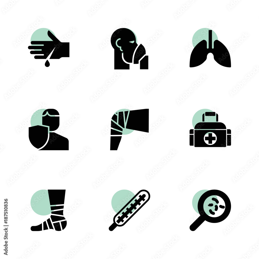 Illness icons. vector collection filled illness icons set. Stock Vector ...