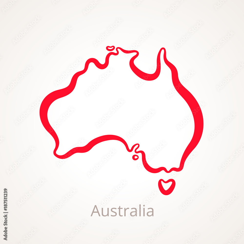 Australia - Outline Map Stock Vector | Adobe Stock