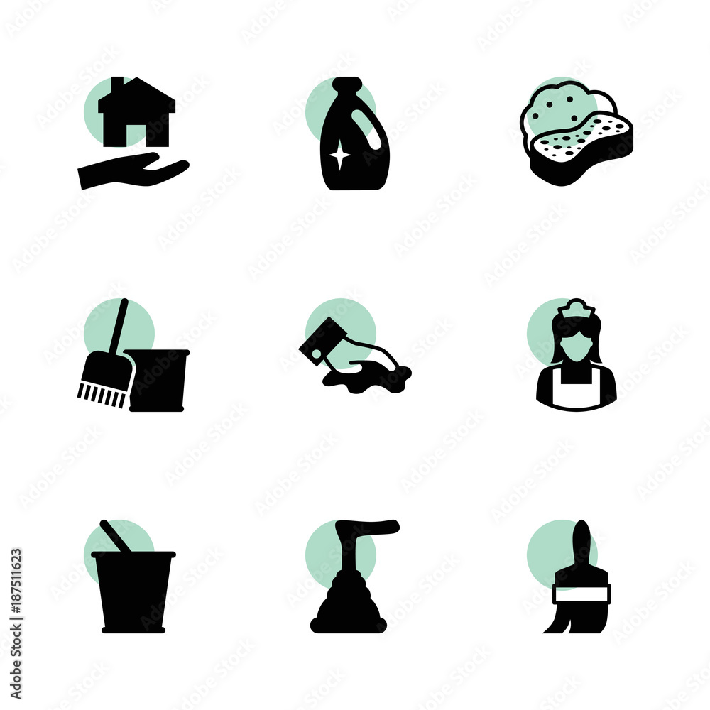 Housework icons. vector collection filled housework icons set. Stock ...