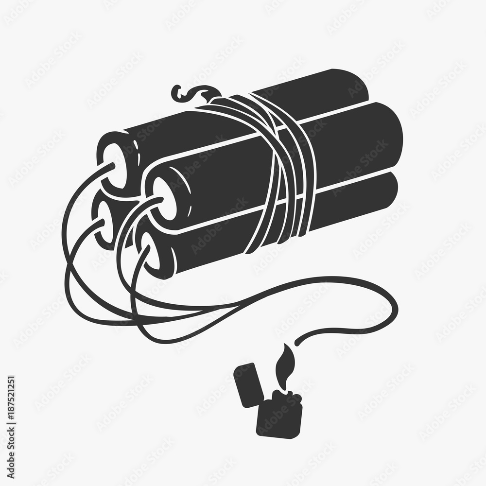 Symbol of Dynamite and Lighter Stock Vector | Adobe Stock
