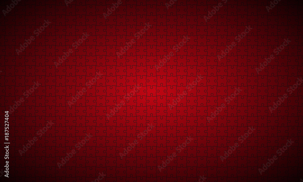Abstract red puzzle widescreen background, red puzzle pieces with black ...