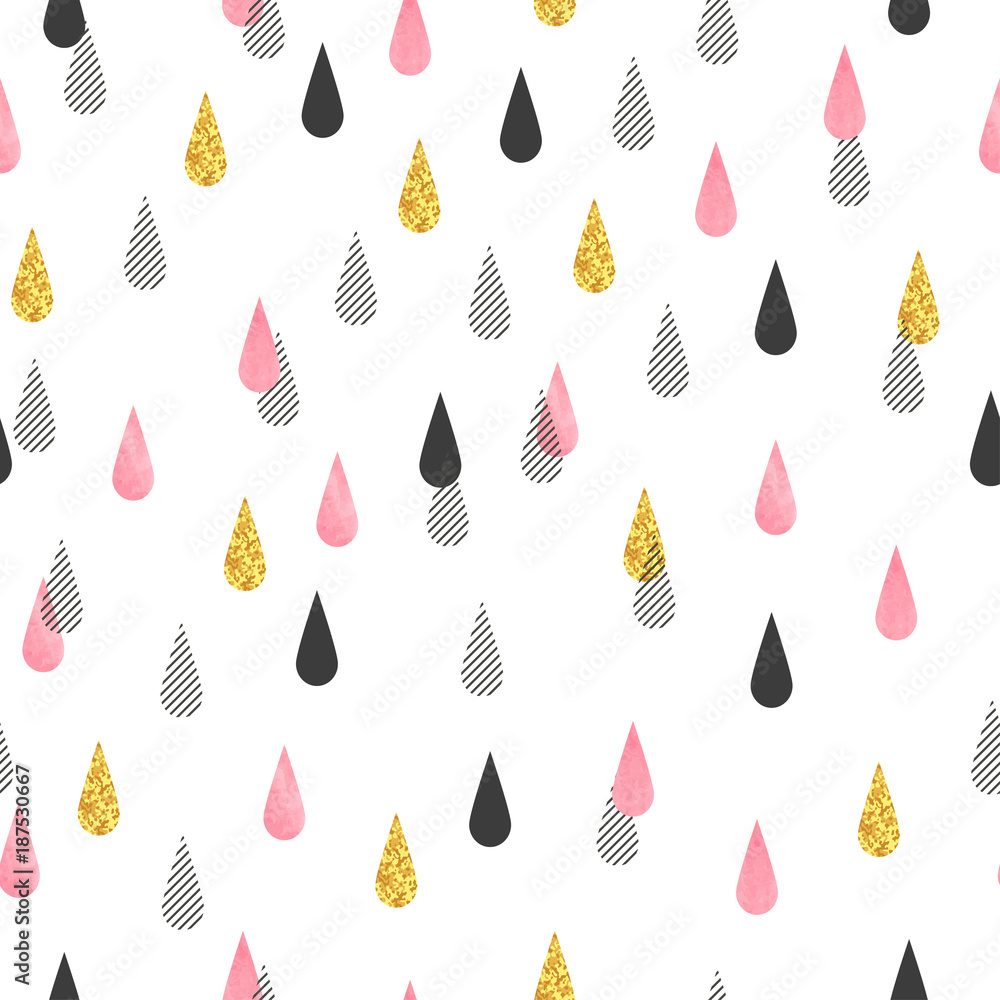 Seamless vector pattern with rain drops. Vector rainy background. Stock ...