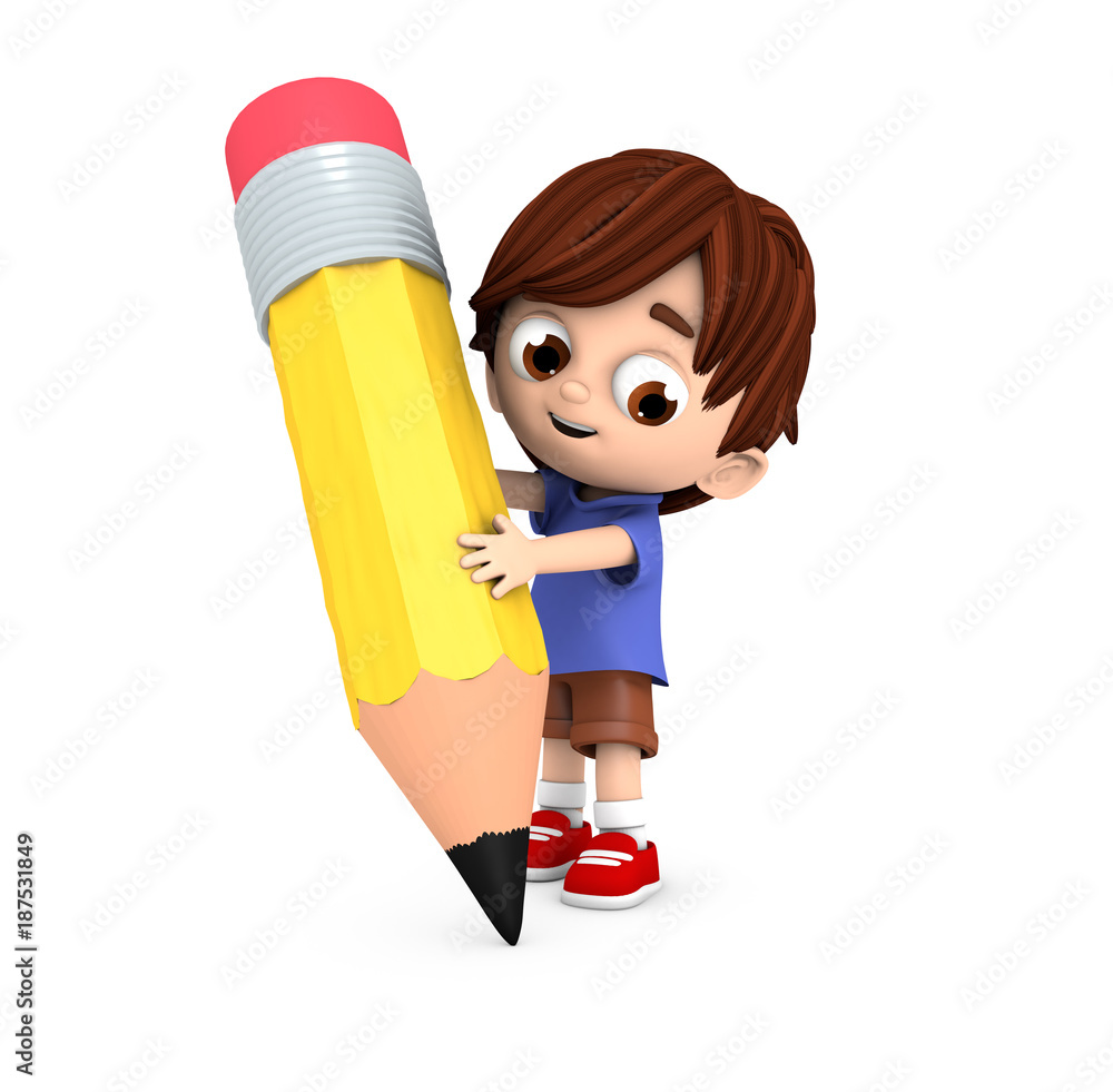 Niño con un lápiz gigante escribiendo Stock-Illustration | Adobe Stock Niño con un lápiz gigante escribiendo Stock-Illustration | Adobe Stock