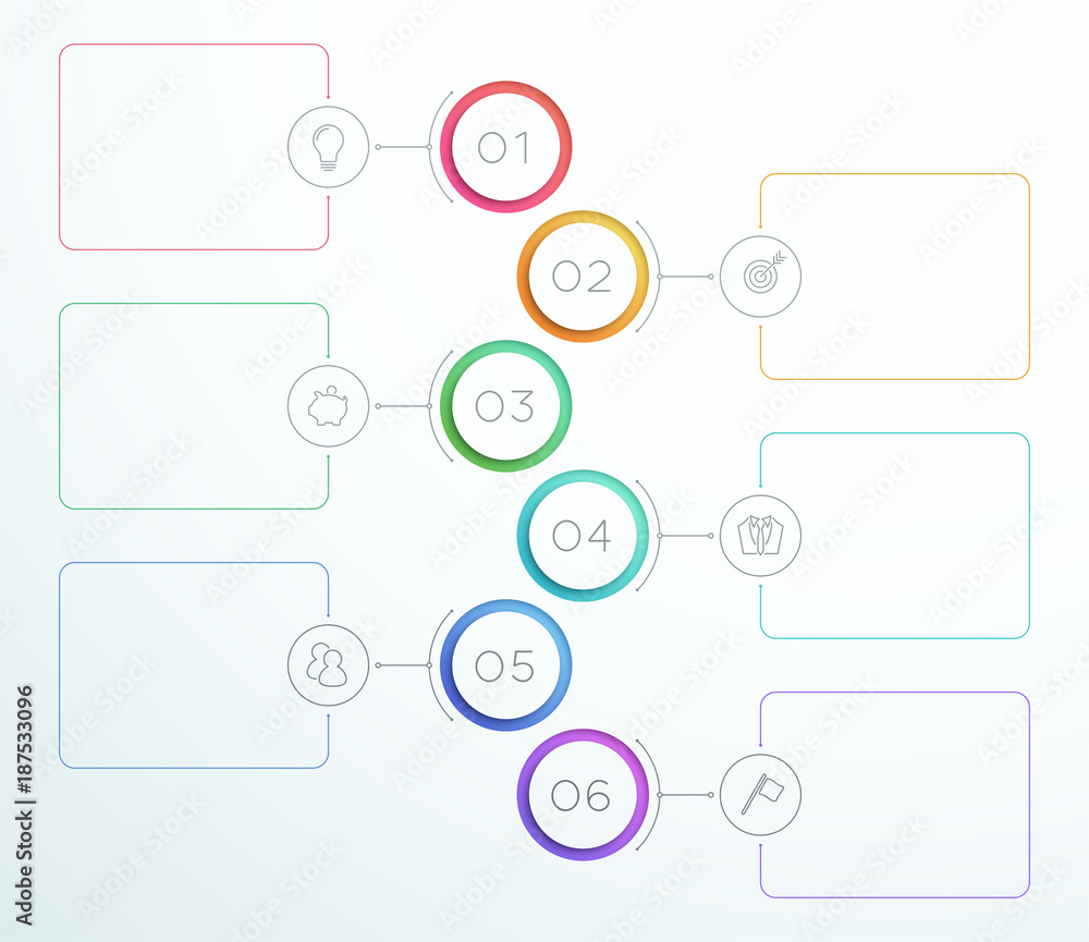 Infographic Number Circle Rings 1 to 6 Vector Stock Vector | Adobe Stock