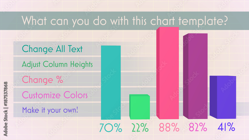Bright Colored 3D Bar Graph Stock Template | Adobe Stock