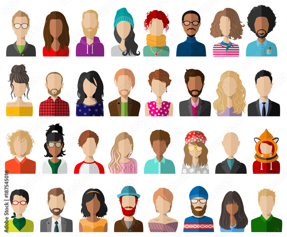 People avatar flat vector set isolated Stock Vector | Adobe Stock