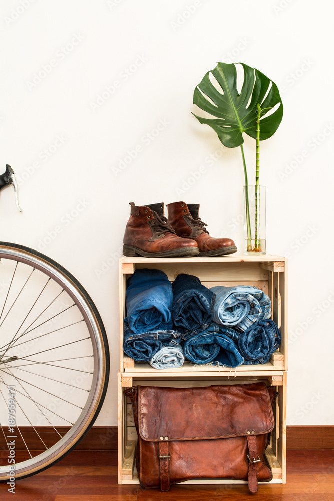 Stylish men dressing room Stock Photo | Adobe Stock