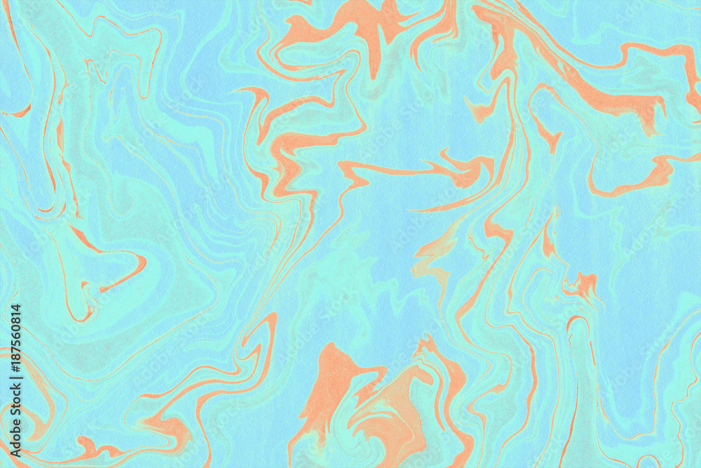 Suminagashi marble texture hand painted with teal ink. Digital paper ...
