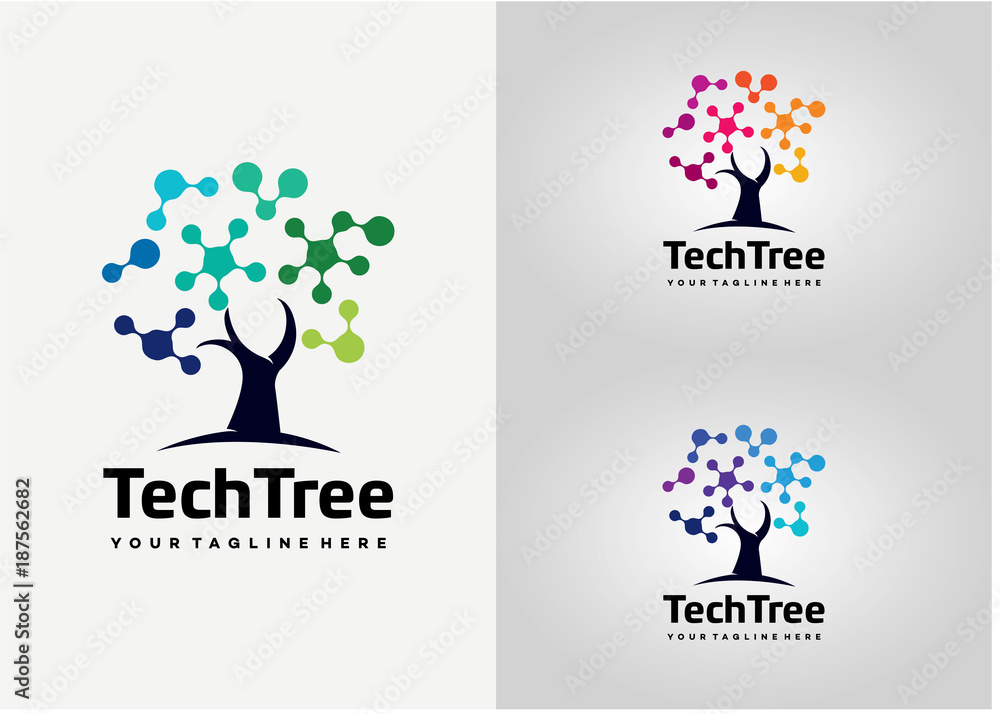 Technology Tree Logo Template Design Vector, Emblem, Design Concept ...