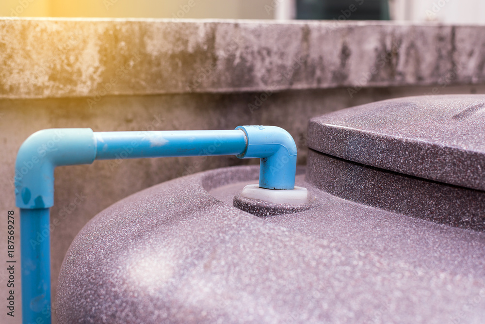 Photo & Art Print Water pipes and water tank for consume, gballgiggs