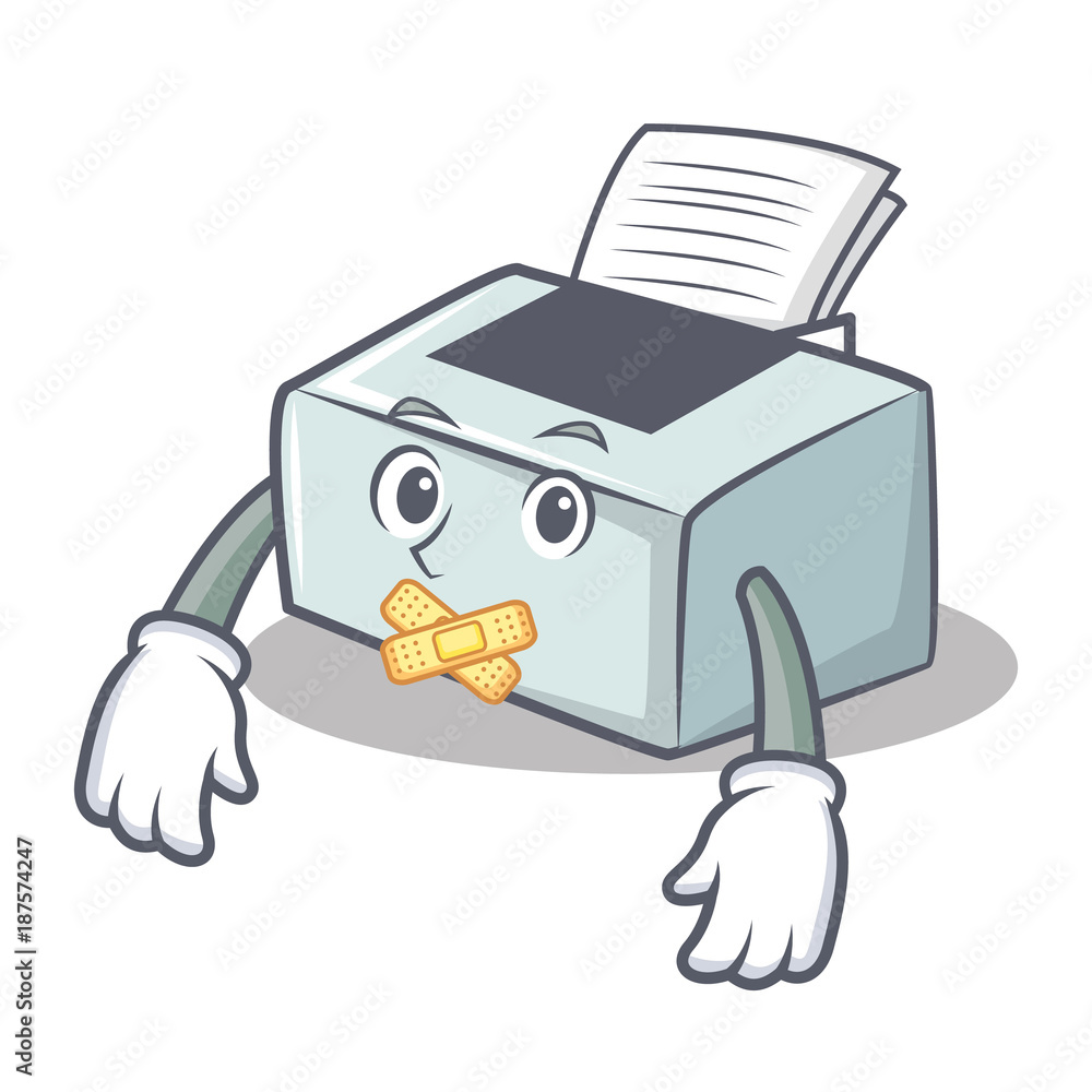 Silent printer mascot cartoon style Stock Vector | Adobe Stock