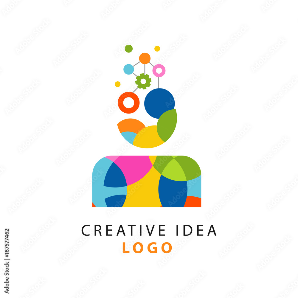 Colorful logo design with abstract geometric creative idea or human ...