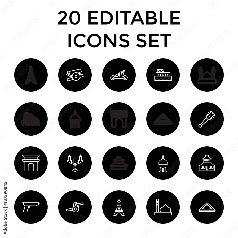 Historic icons. set of 20 editable outline historic icons Stock Vector ...