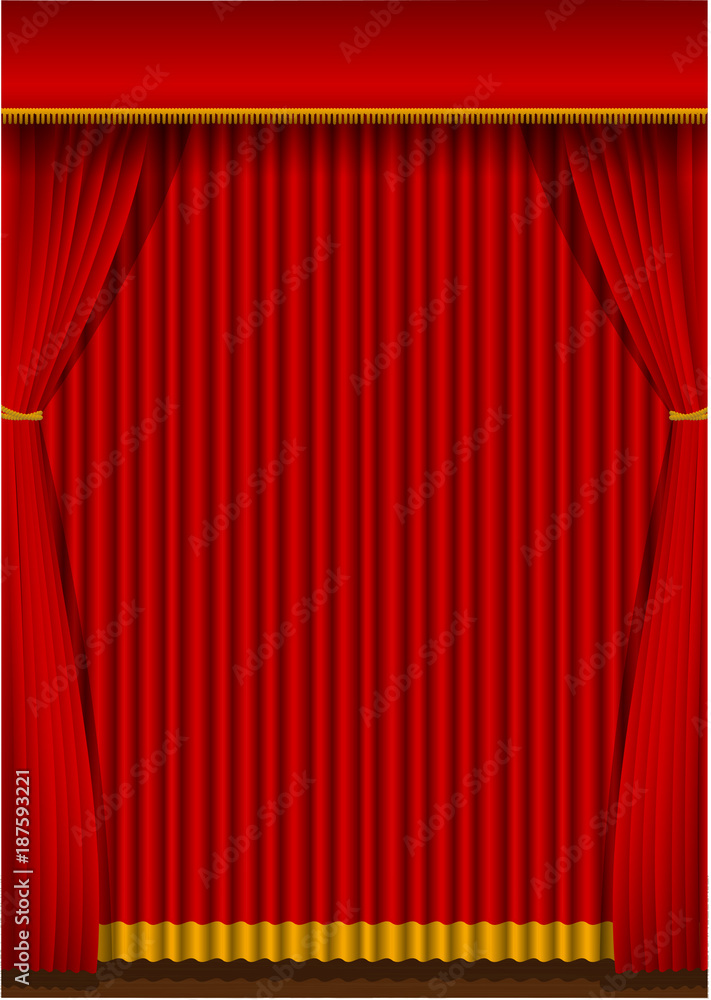 Red curtain background illustration (portrait) Stock Vector | Adobe Stock