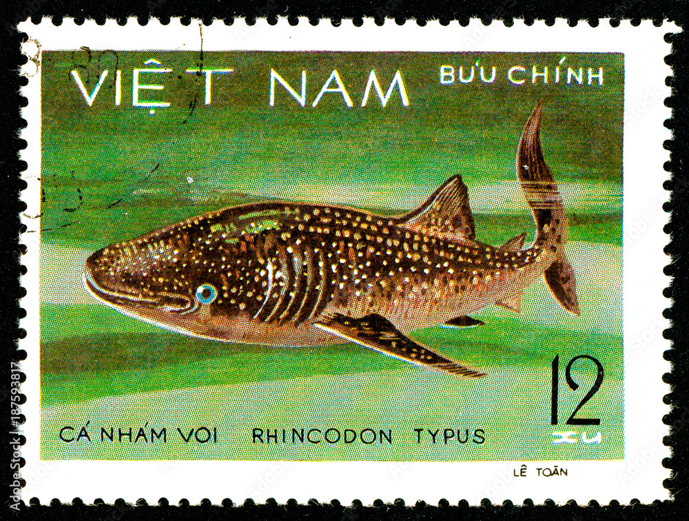 Ukraine - circa 2018: A postage stamp printed in Vietnam shows drawing ...