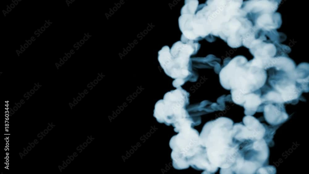Smoke streams in slow motion. Smoke flows form a circle Isolated on ...