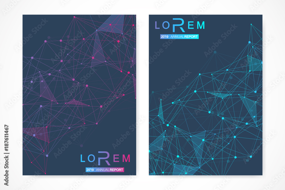 Scientific brochure design template. Vector flyer layout, Molecular ...