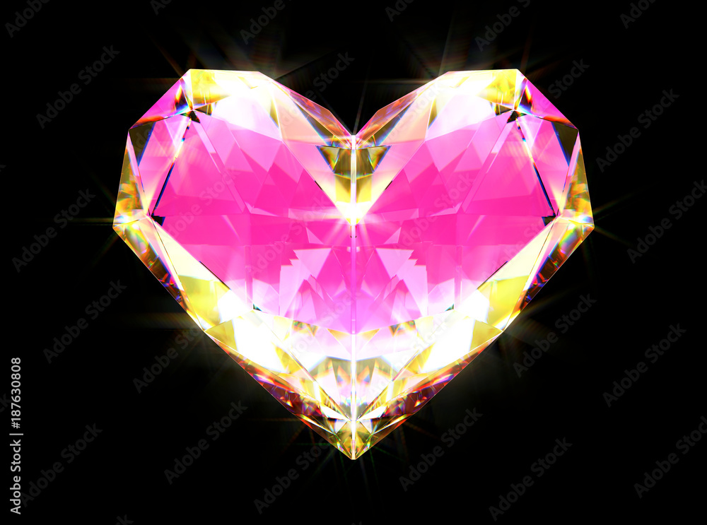 Realistic pink diamond isolated on black background Stock Illustration ...