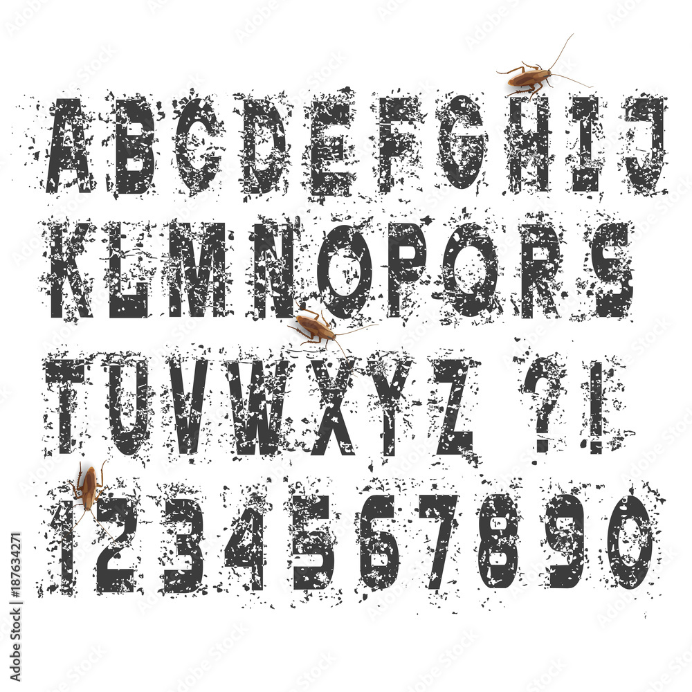 Grunge dirty alphabet letters and numbers,vector set Stock Vector ...
