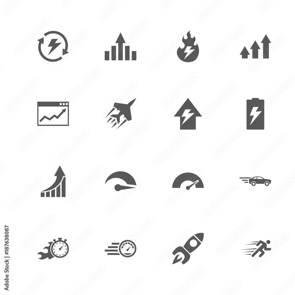 Performance icons. Perfect black pictogram on white background. Flat ...