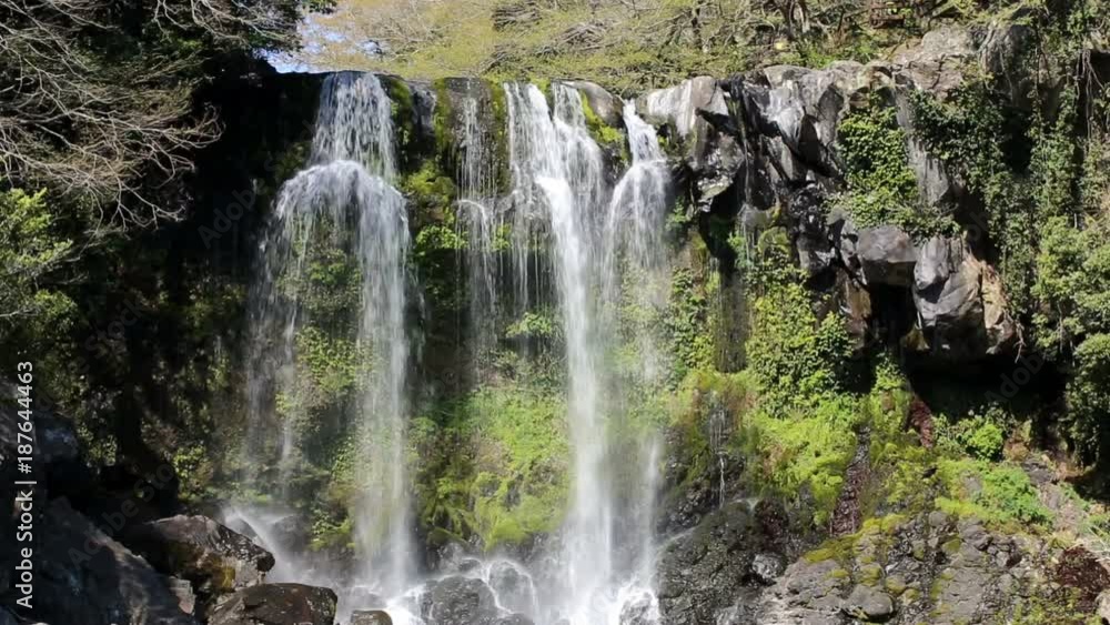 Cheonjeyeon Waterfall is a three-tier waterfall located on Jeju Island ...