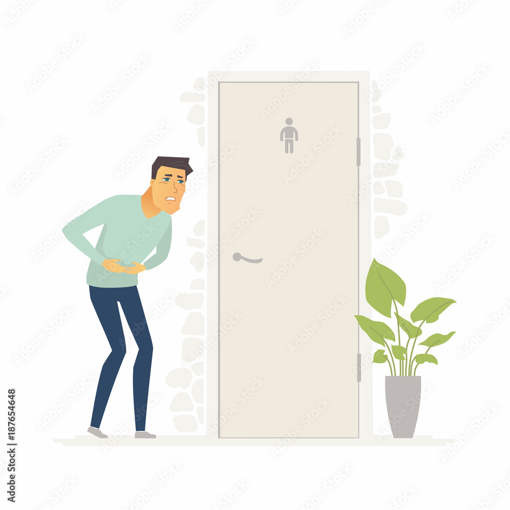 Man suffering from diarrhea - cartoon people characters isolated ...