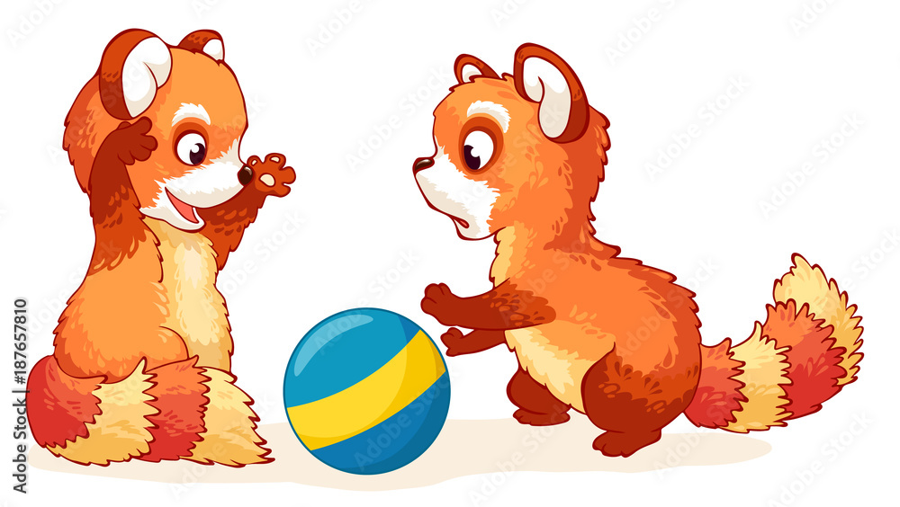 Red Panda Playing With Ball