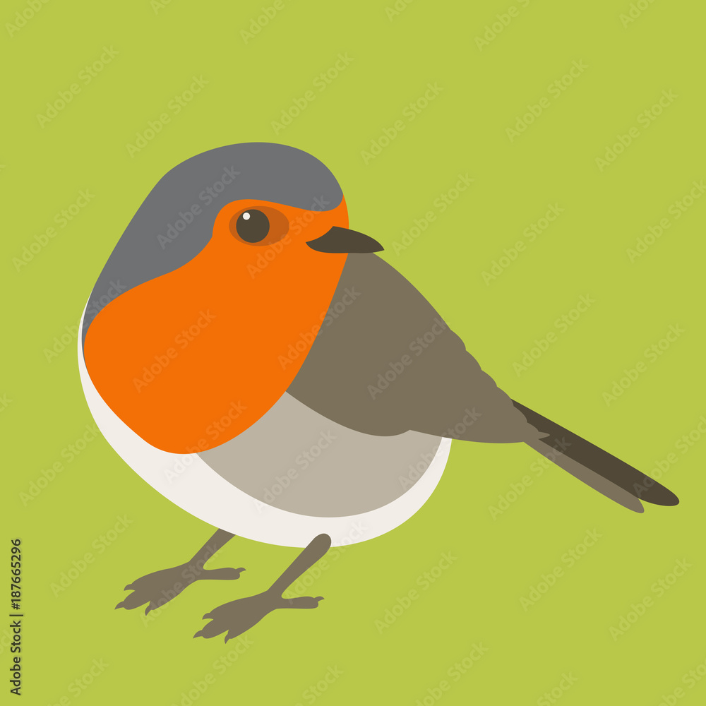 robin bird vector illustration flat style front Stock Vector | Adobe Stock