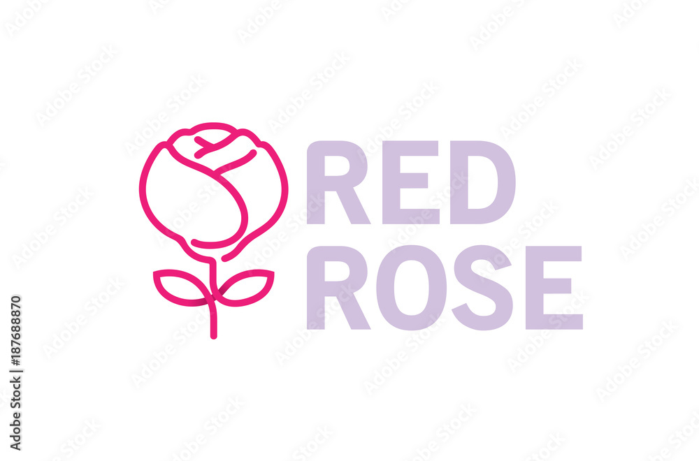 Red Rose Logo Design Symbol Illustration Stock Vector | Adobe Stock