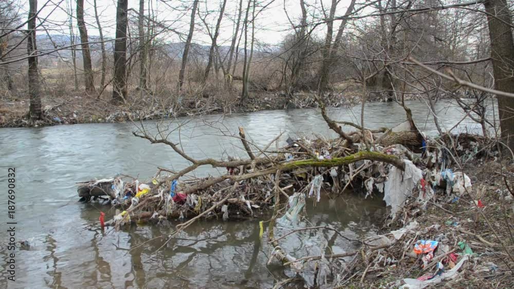 Environmental pollution. Plastic bags, bottles, trash and garbage ...