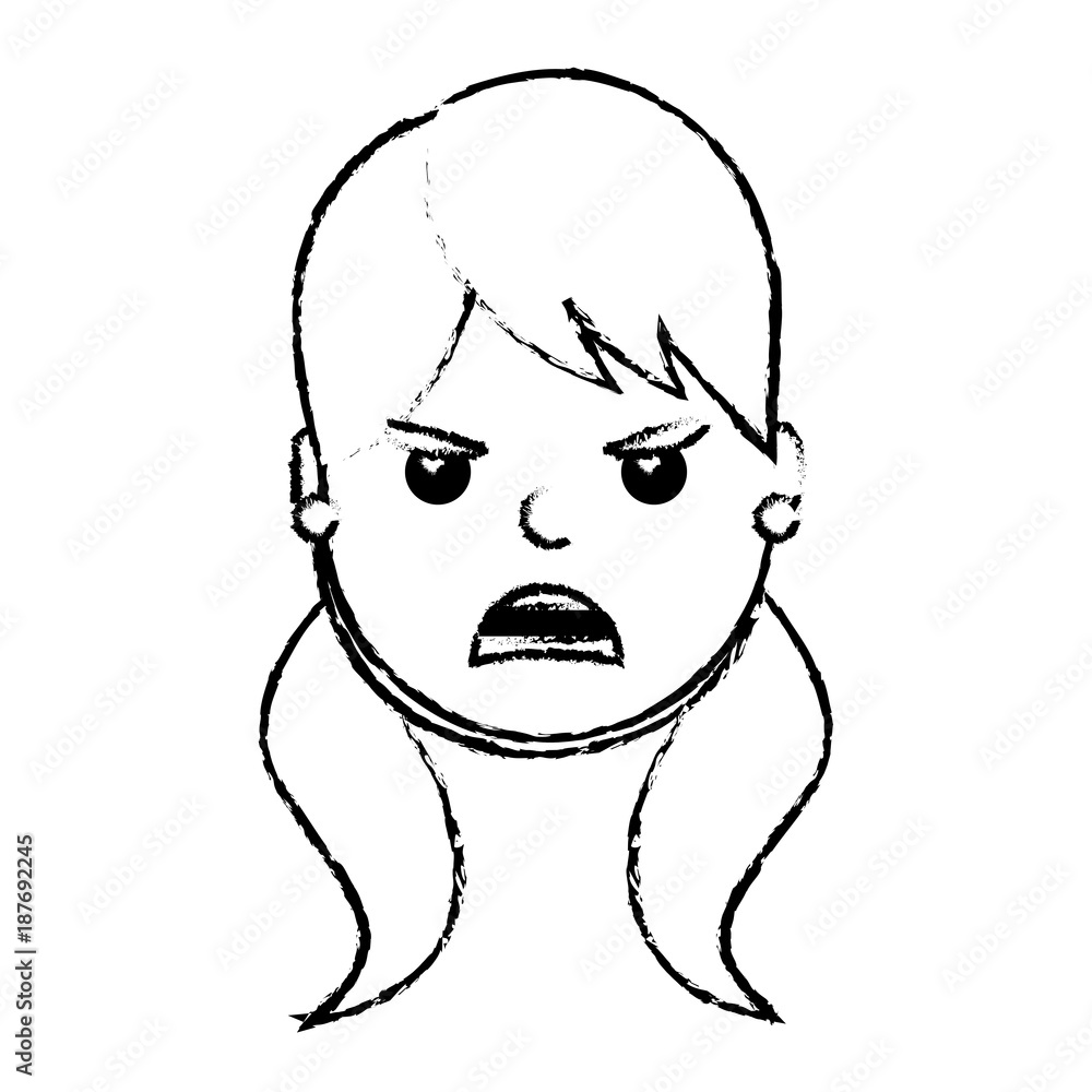 pretty woman angry frustrated facial expression cartoon vector ...