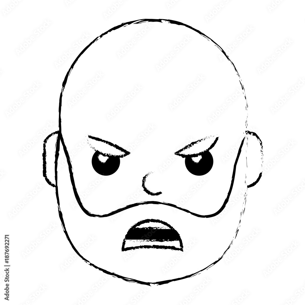 young man face angry expression cartoon vector illustration Stock ...